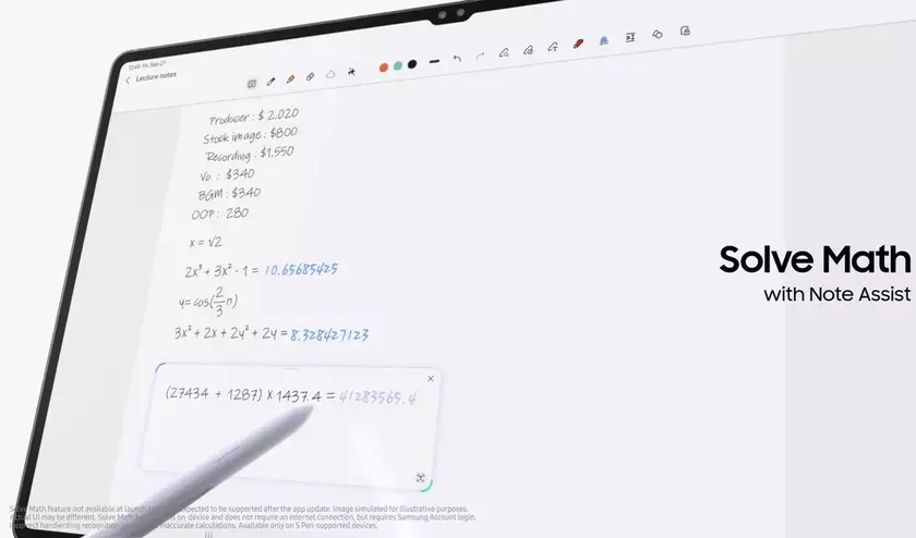 Samsung Notes: Ny Math Solver for enkel løsning av matematiske ligninger